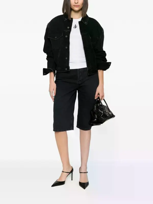 HAIKURE Faded-effect Denim Shorts - Black