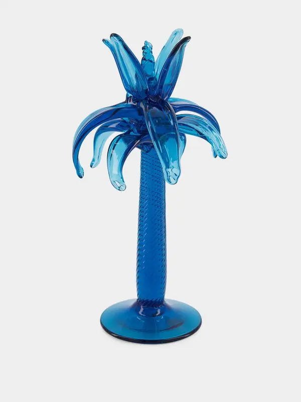 GORDIOLA Hand-blown Palm Tree Sculpture - Blue