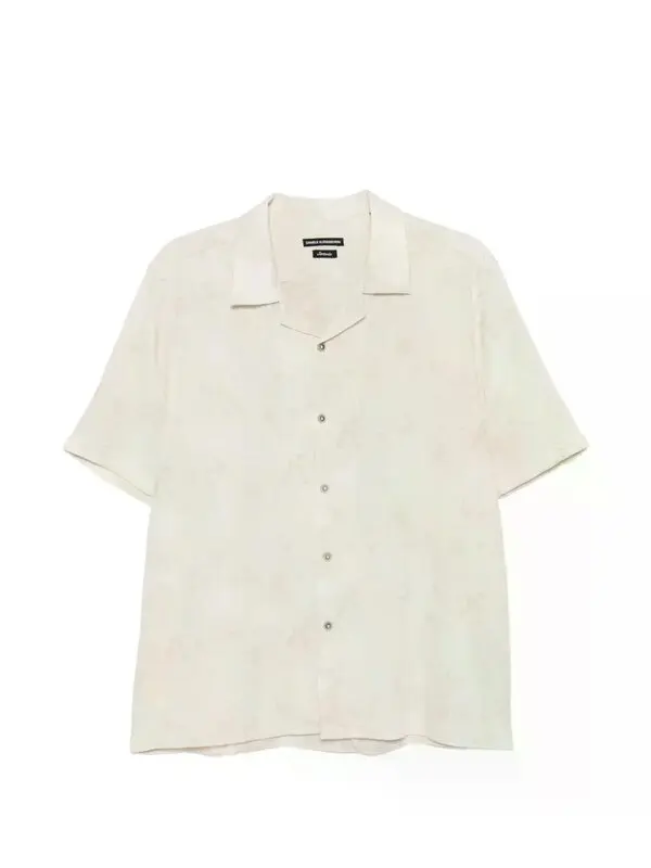 DANIELE ALESSANDRINI Floral-jacquard Short-sleeve Shirt