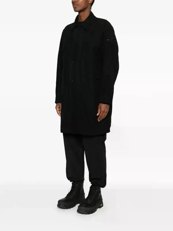 Stone Island Logo-patch Coat - Black