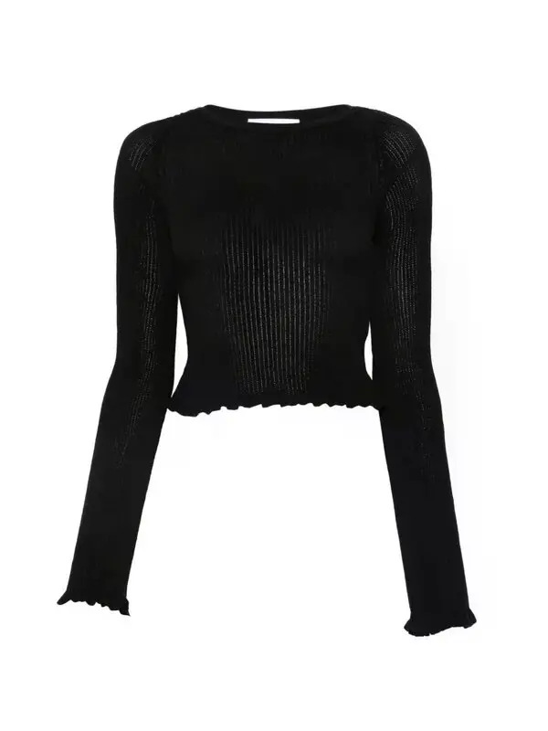 Erika Cavallini Ribbed-knit Lettuce-hem Sweater