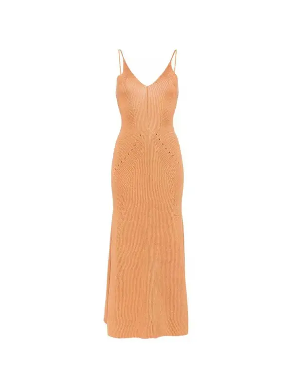 Erika Cavallini Ribbed-knit Open-back Maxi Dress - Brown