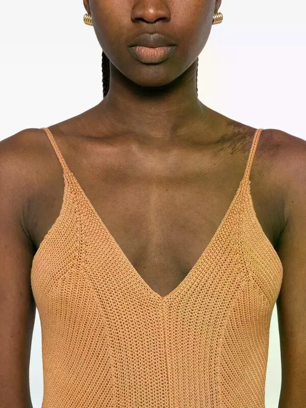 Erika Cavallini Ribbed-knit Open-back Maxi Dress - Brown