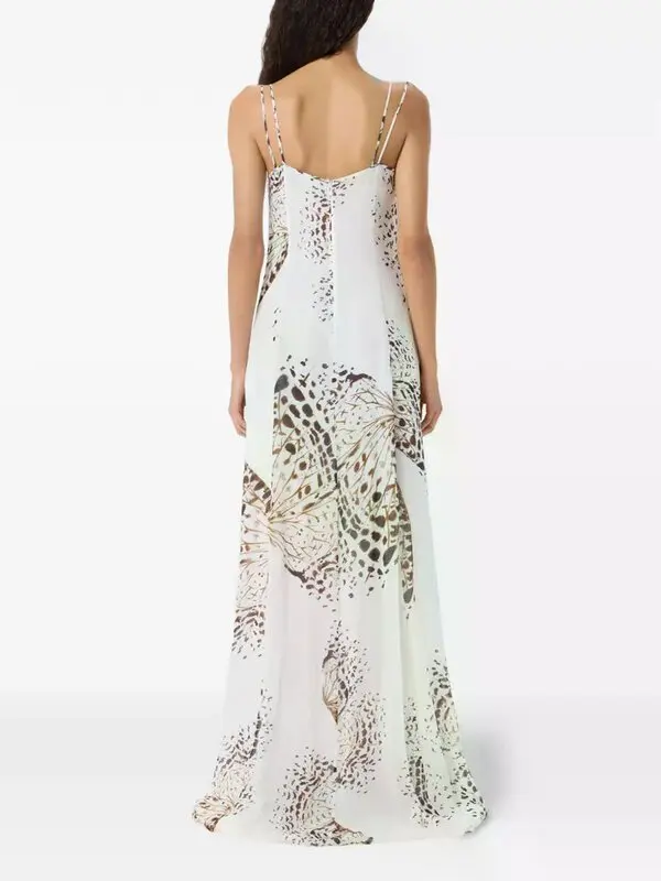 Blumarine Butterfly-Print Asymmetric Dress - White - 30% Off | Editorialist