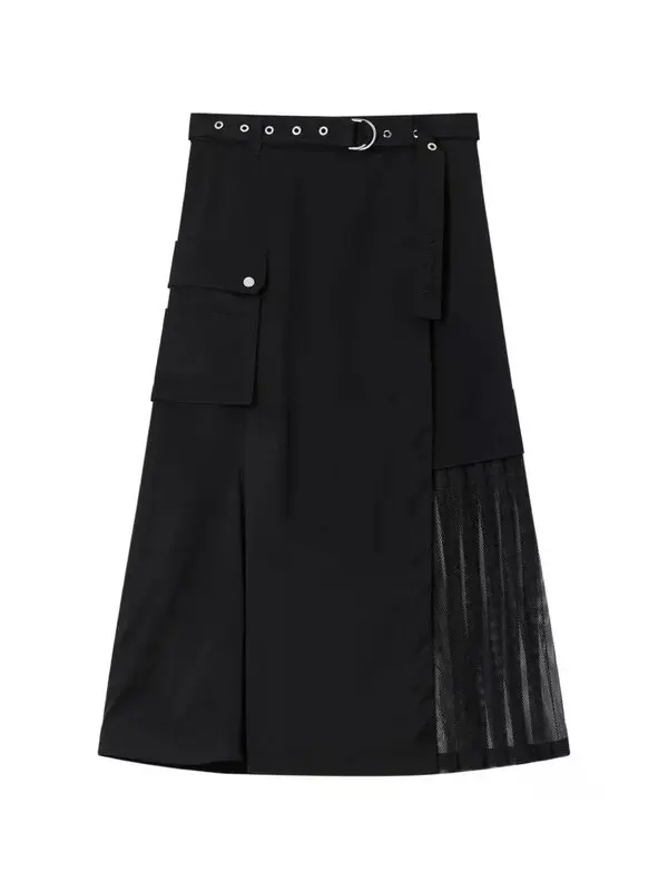 MUSIUM DIV. Mesh-panel Belted Midi Skirt