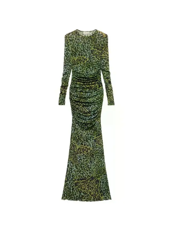 Blumarine Long-sleeve Ruched Maxi Dress - Green