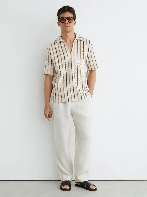 REISS Chatham Crochet Stripe Overhead Shirt