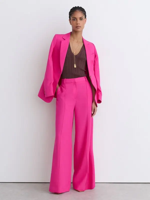REISS Charli Petite Wide-leg Pintuck Trousers