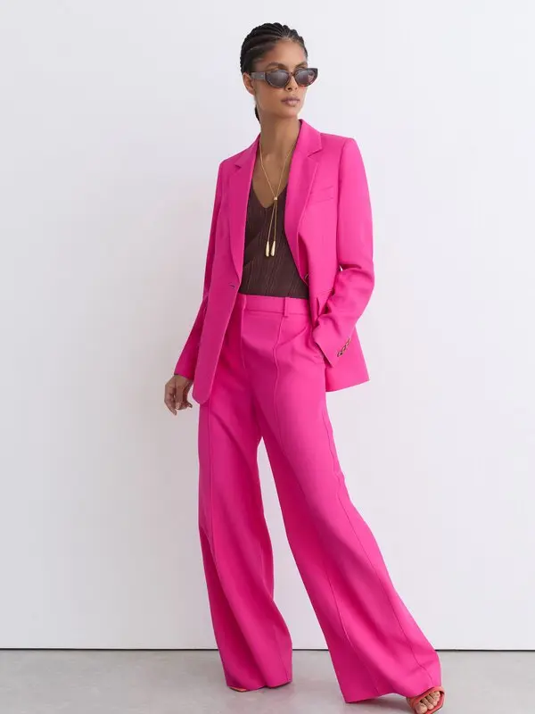 REISS Charli Petite Wide-leg Pintuck Trousers