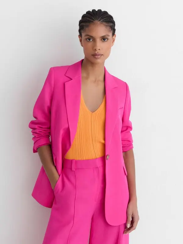 REISS Charli Petite Linen Suit Blazer
