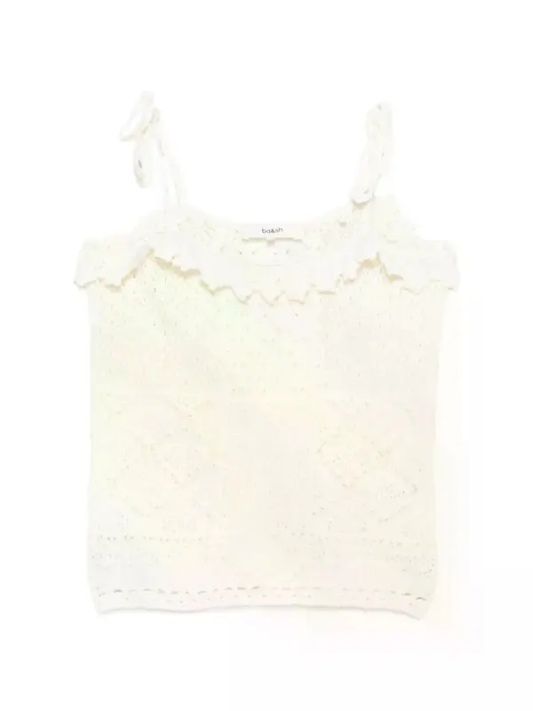 Ba&sh Pointelle-knit Scalloped-trim Top - Neutrals