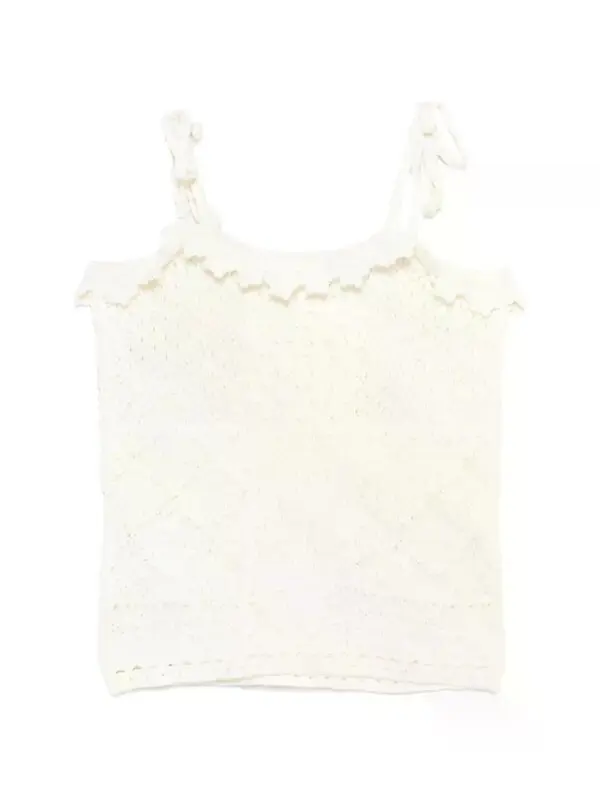 Ba&sh Pointelle-knit Scalloped-trim Top