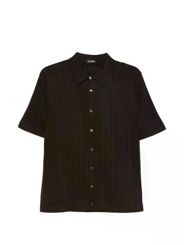 CENERE GB Ribbed Short-sleeves Shirt - Brown