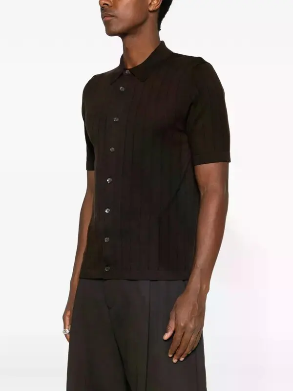 CENERE GB Ribbed Short-sleeves Shirt - Brown