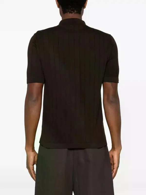 CENERE GB Ribbed Short-sleeves Shirt - Brown