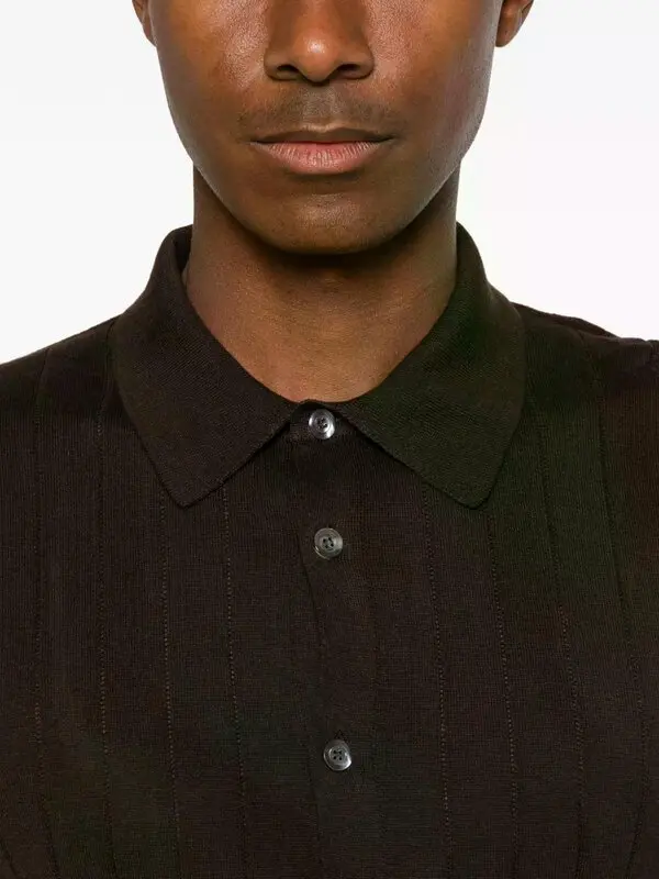 CENERE GB Ribbed Short-sleeves Shirt - Brown