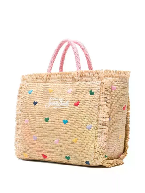 MC2 SAINT BARTH Parisienne Straw Embroidered Clutch - Neutrals