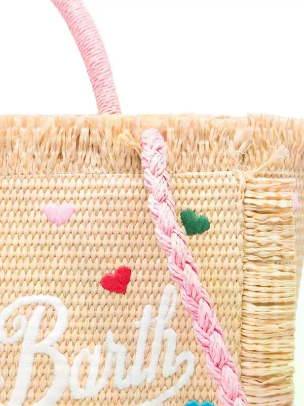 MC2 SAINT BARTH Parisienne Straw Embroidered Clutch - Neutrals