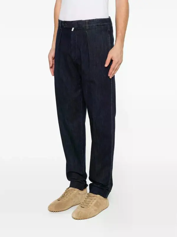 BERWICH Pleated Jeans With Rolled Hem - Blue