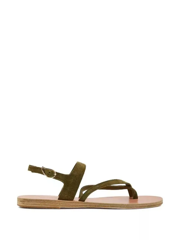 ANCIENT GREEK SANDALS Theano Slingback Suede Sandals - Green
