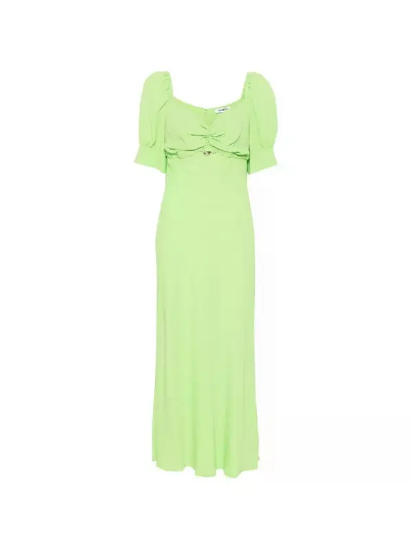 Vivetta Ruched Puff-sleeve Midi Dress - Green