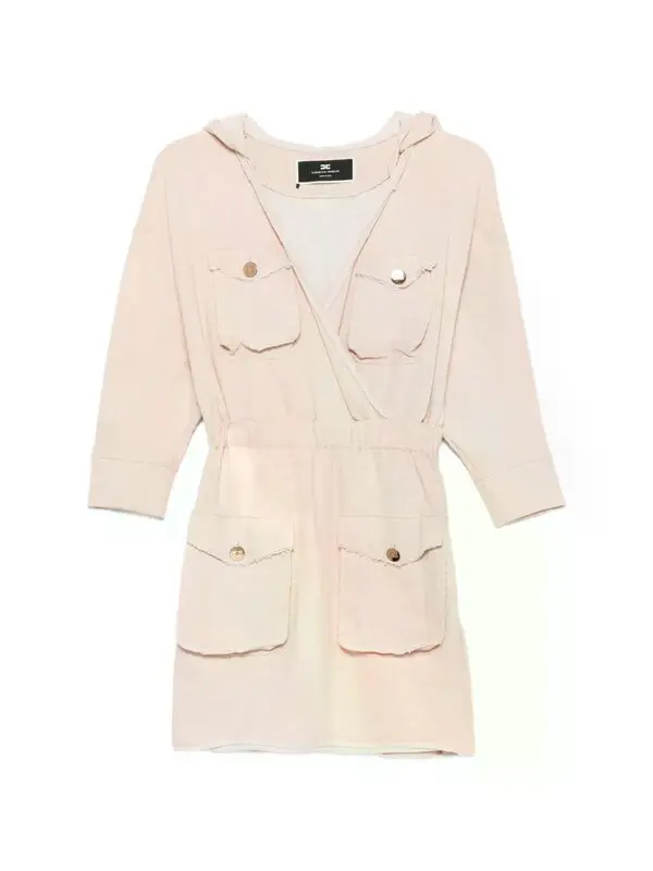 Elisabetta Franchi Hooded Wrap-style Mini Dress - Neutrals
