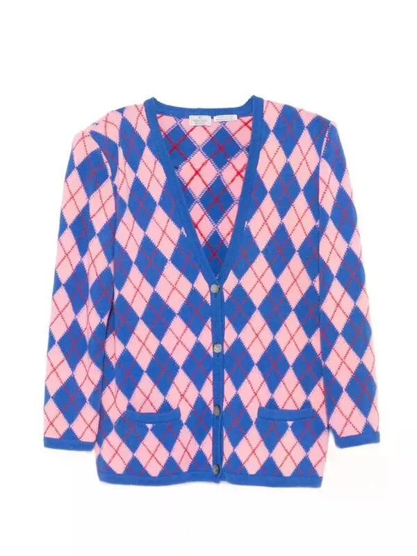 Valentino Garavani 1980s Argyle-knit Cardigan - Blue