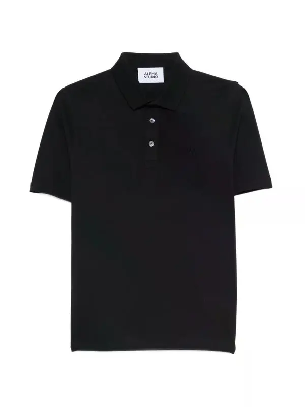 Alpha Studio Button Polo Shirt - Black