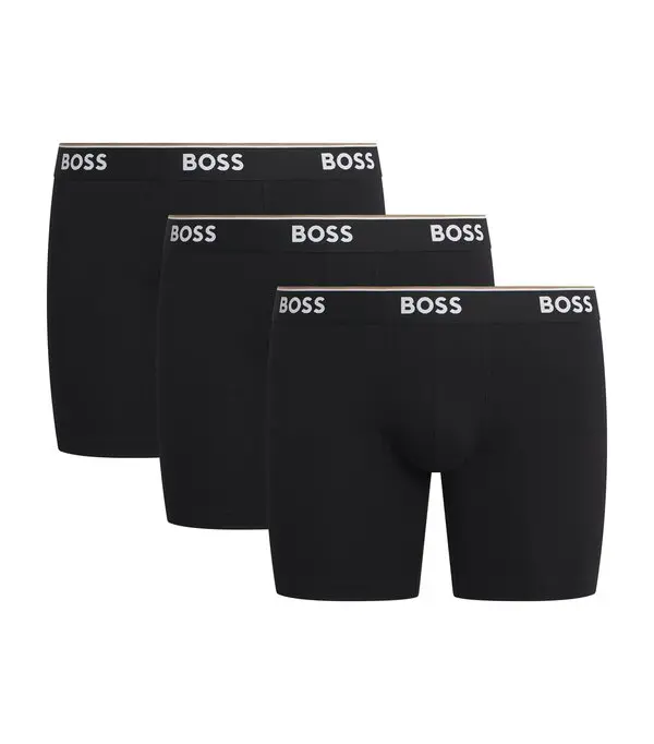 BOSS Stretch-cotton Logo Trunks - Black