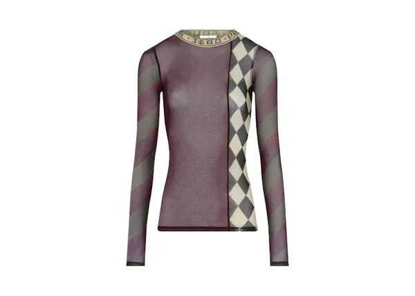 JEAN PAUL GAULTIER Printed Mesh Long Sleeve Top - Multicolor
