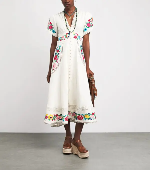rixo linen dress Clarice Linen Midi Dress in Black
