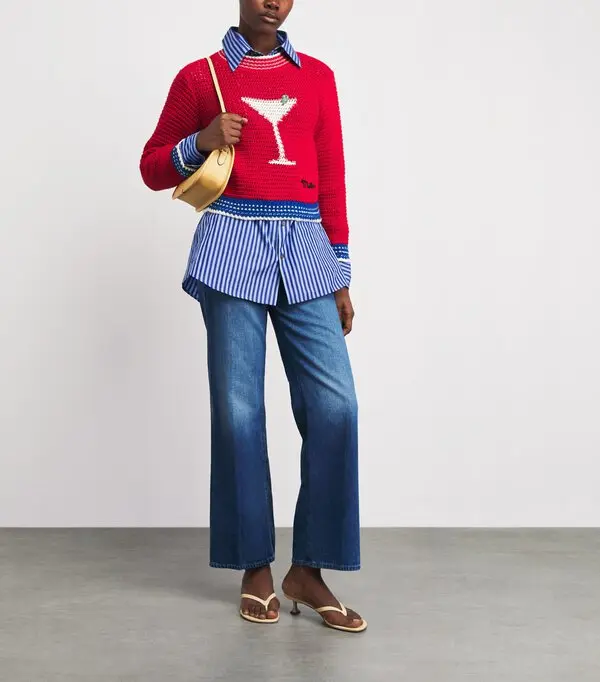 MOTHER Cotton Mini Pullover Sweater - Red