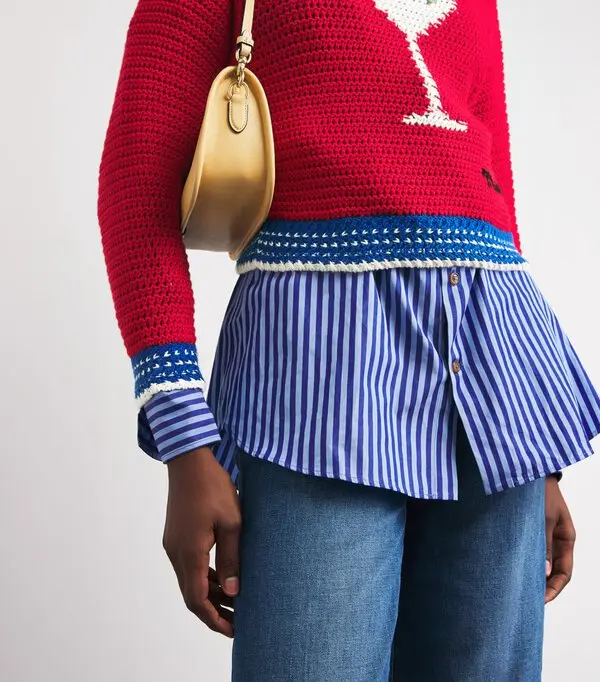 MOTHER Cotton Mini Pullover Sweater - Red