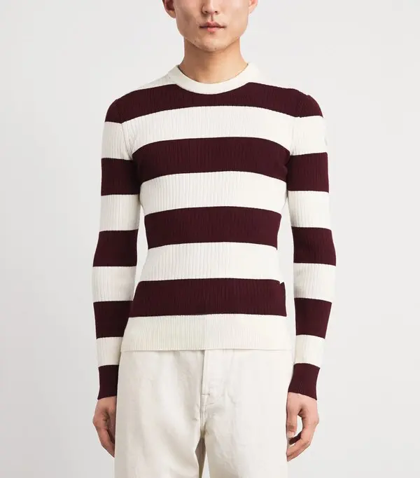 Moncler Striped Rib-knit Pullover - Red