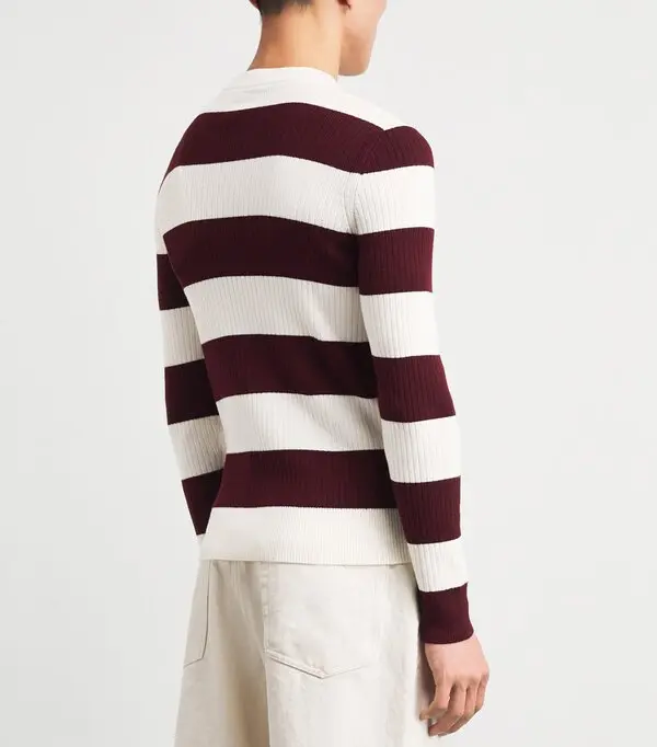 Moncler Striped Rib-knit Pullover - Red