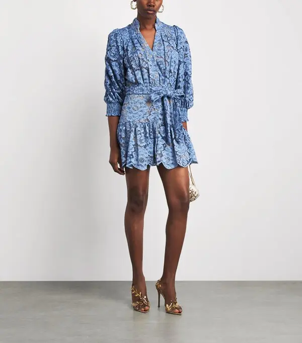 Alice + Olivia Lace Cora Shirt Dress - Blue