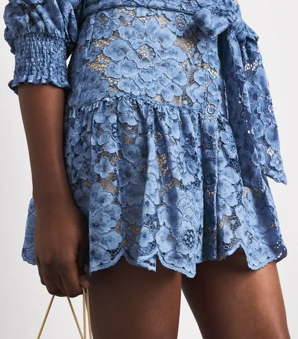 Alice + Olivia Lace Cora Shirt Dress - Blue
