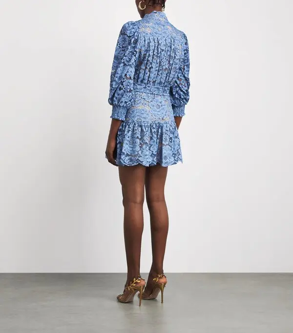 Alice + Olivia Lace Cora Shirt Dress - Blue