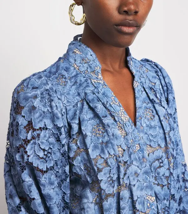 Alice + Olivia Lace Cora Shirt Dress - Blue