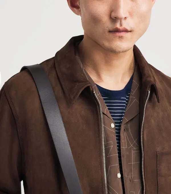 Officine Générale Suede Zip-up Overshirt
