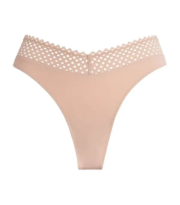 Wolford Romantic Net Thong - Beige