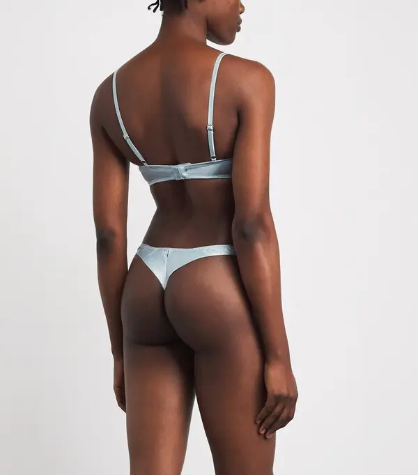 FLEUR DU MAL Silk Lace-trim Juliet Demi Bra - Blue
