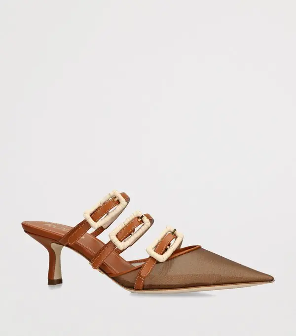 Rodo Leather Paige Heeled Mules 55 - Beige