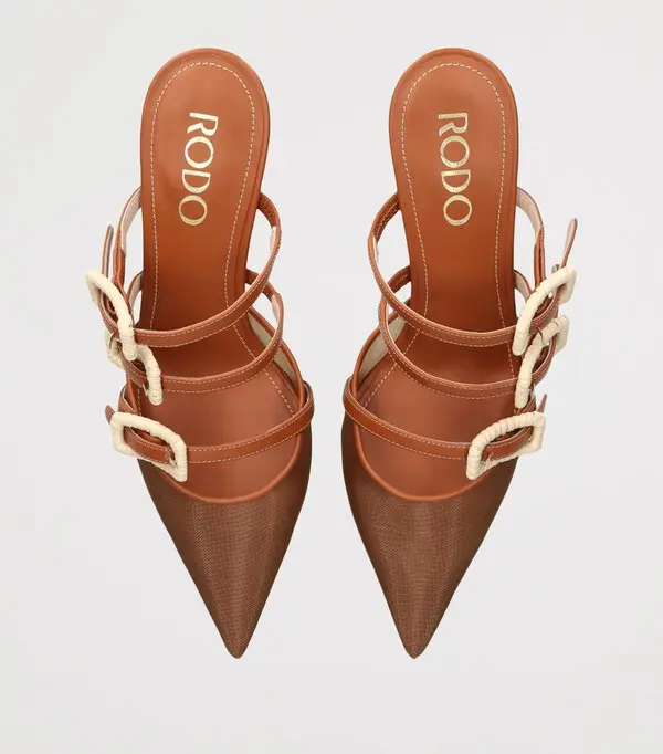 Rodo Leather Paige Heeled Mules 55 - Beige
