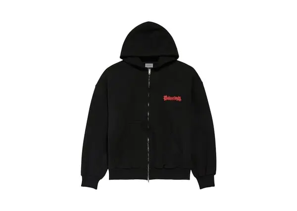 Balenciaga Medium Fit Zip Up Hoodie - Black