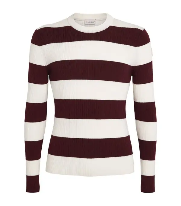 Moncler Striped Virgin Wool Sweater - Red