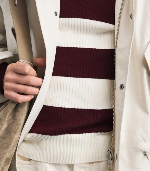 Moncler Striped Virgin Wool Sweater - Red