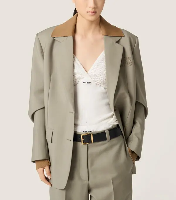 Miu Miu Mohair-wool Tailored Trousers - Neutral