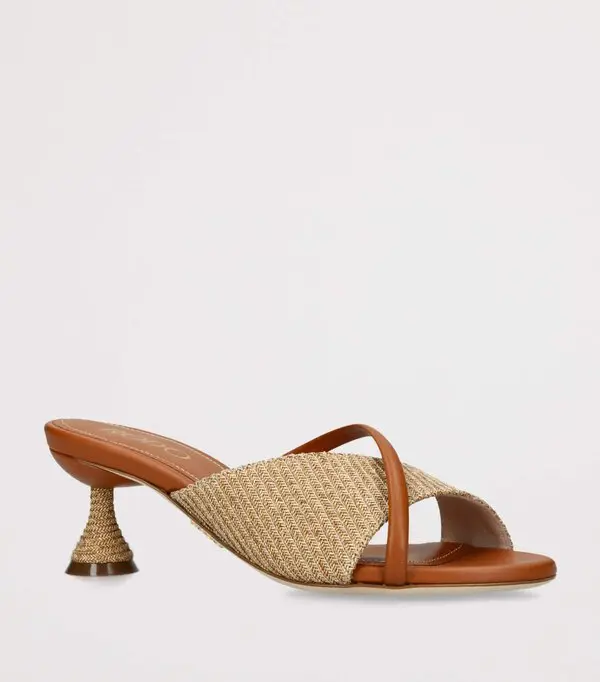 Rodo Mabella 55 Leather-woven Heeled Mules