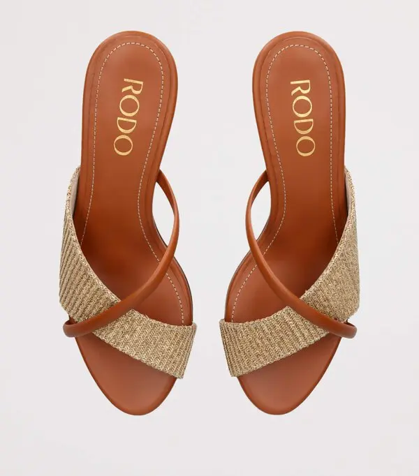 Rodo Mabella 55 Leather-woven Heeled Mules